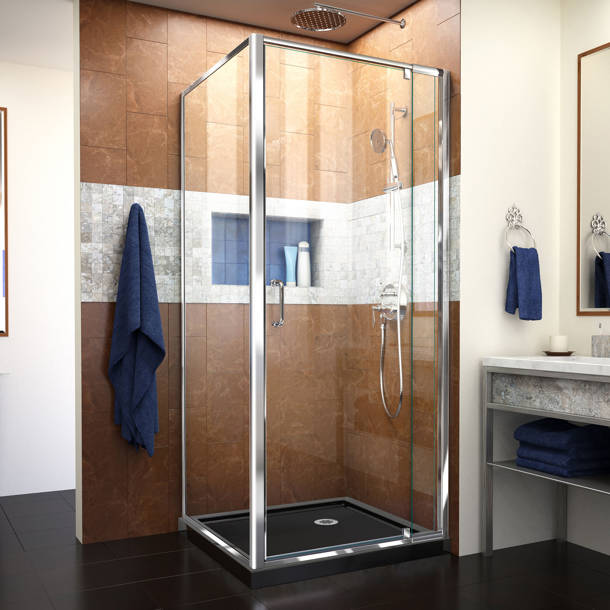DreamLine Flex 32" x 74.75" Square Pivot Shower Enclosure with Base Included & Reviews | Wayfair